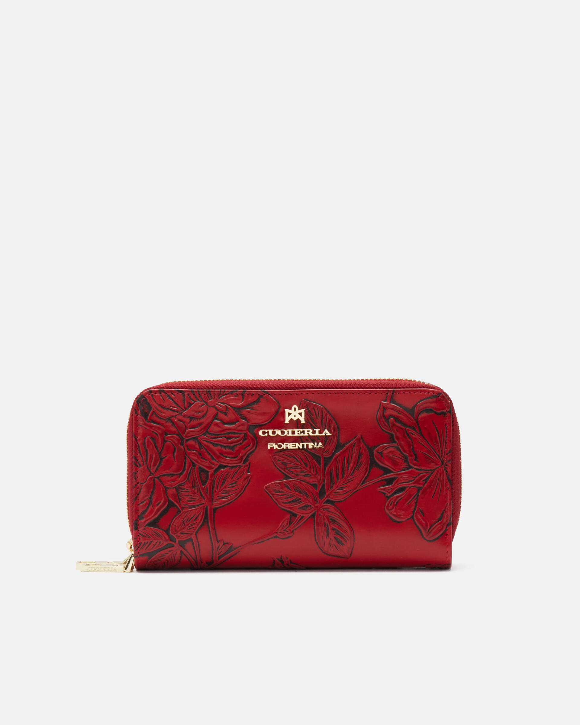 Double Zip Around Wallet Red | Women's Wallets Made In Italy | Cuoieria ...