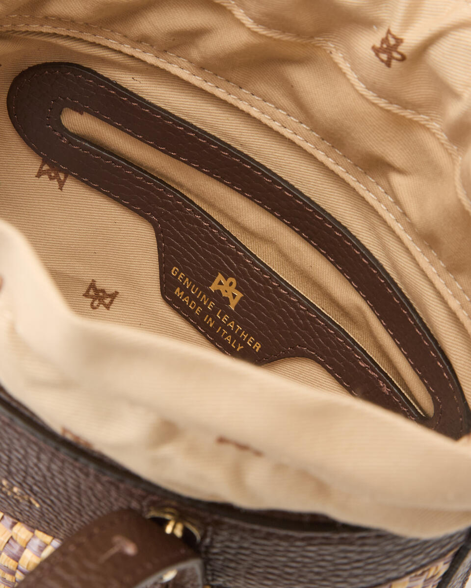 Amber Bucket Rafia E Pelle Cioccolato | Amber Bucket Rafia E Pelle ...